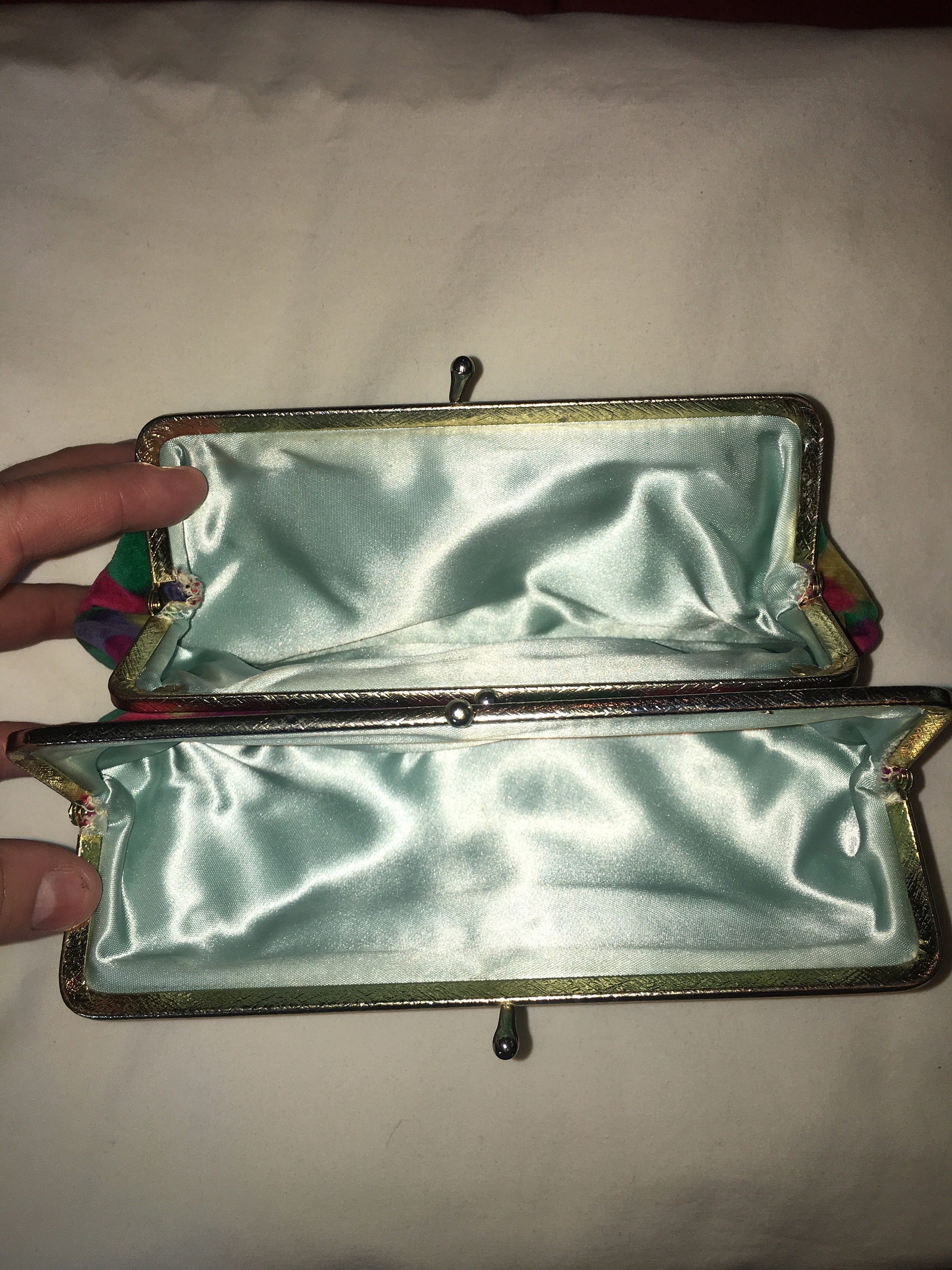 Vintage 70s 80s Harlequin Diamond Velvet Double Wallet Coin Purse ...