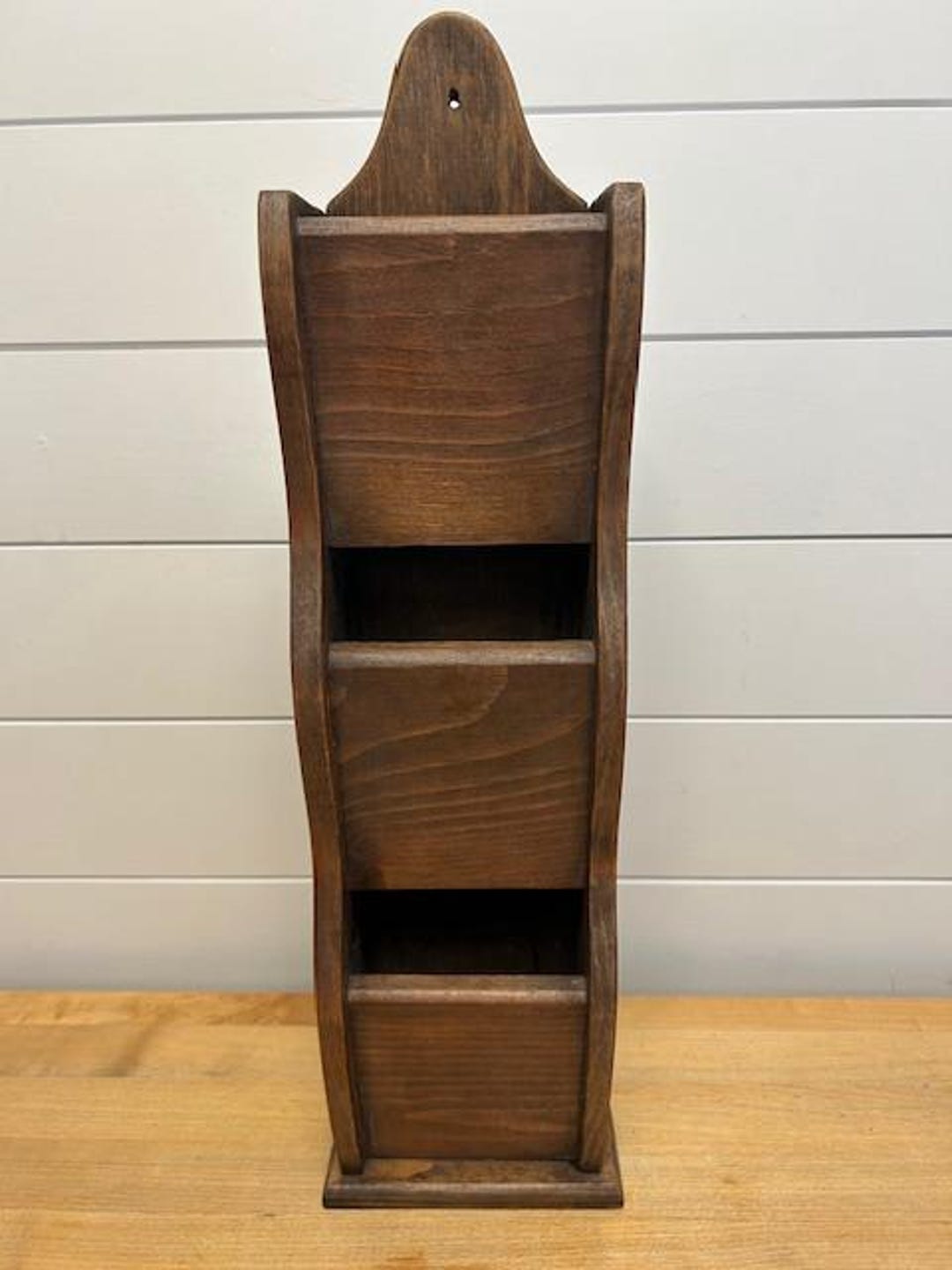 Vintage Rustic Solid Wood 3 Tier Letter Organizer Entry Bills Mail ...