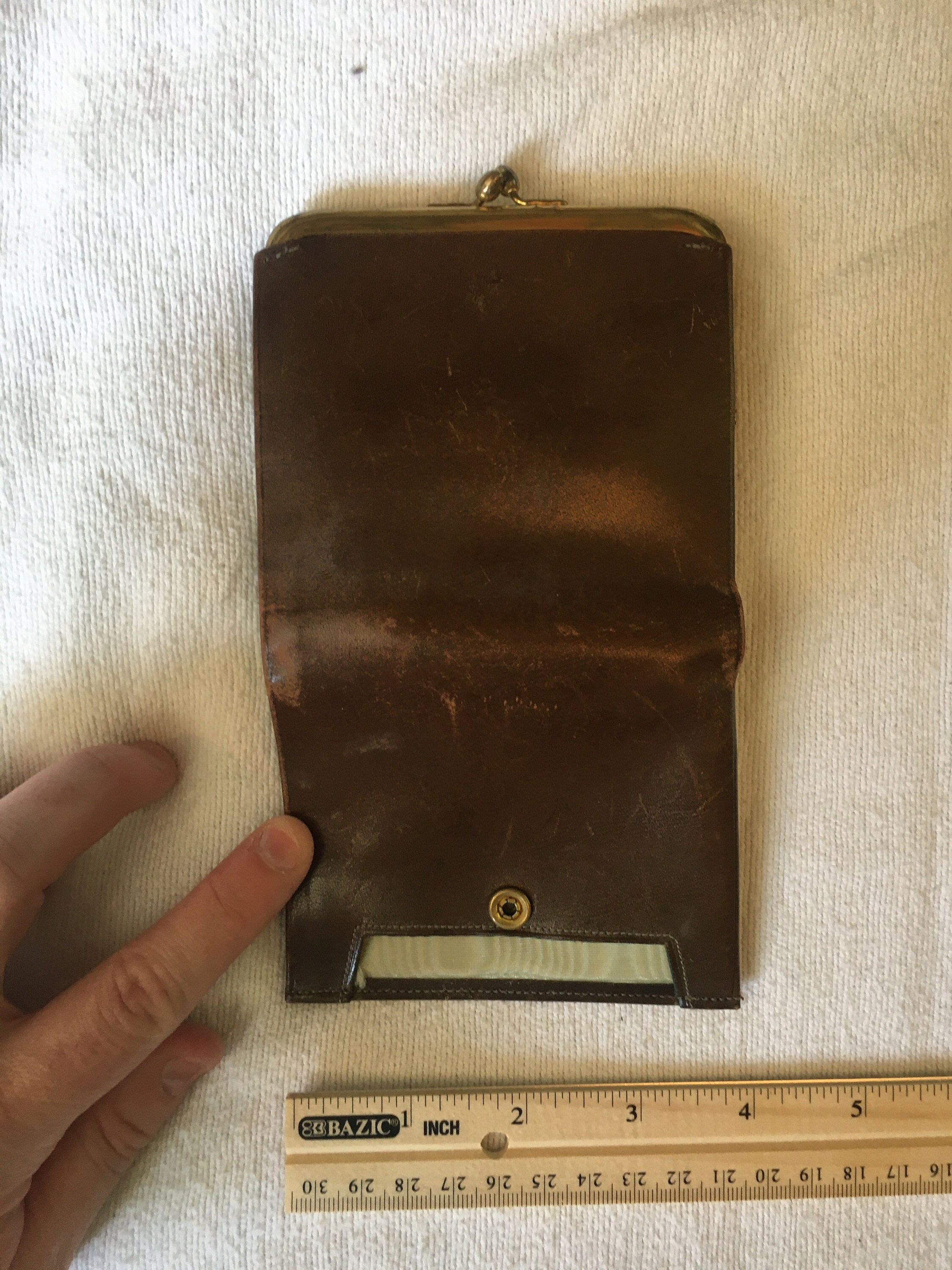 Princess Gardner Mid Century Modern Brown Leather Small Snap Wallet ...