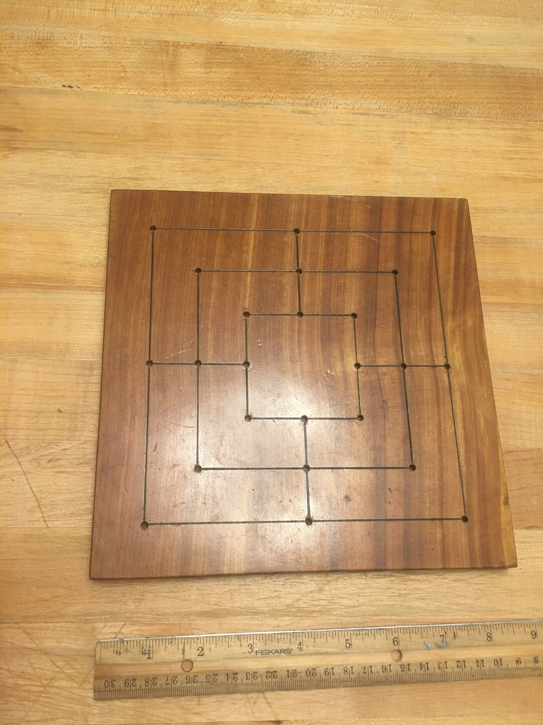 Double Sided Mid Century Juniper Wood Trivet Geometric Design and ...