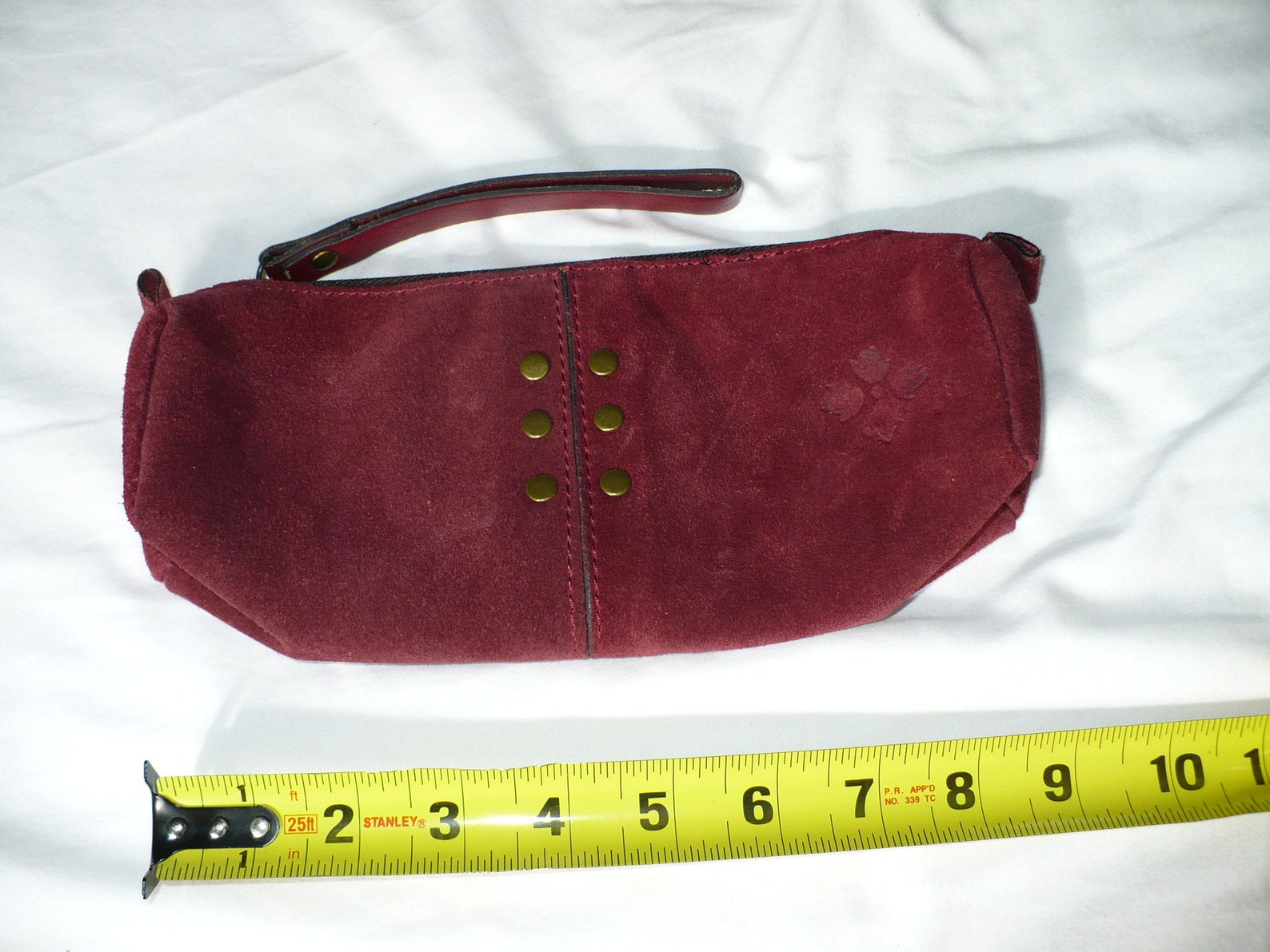 Patricia Nash Maroon Suede Coin Purse Italian Leather Handbag Small ...