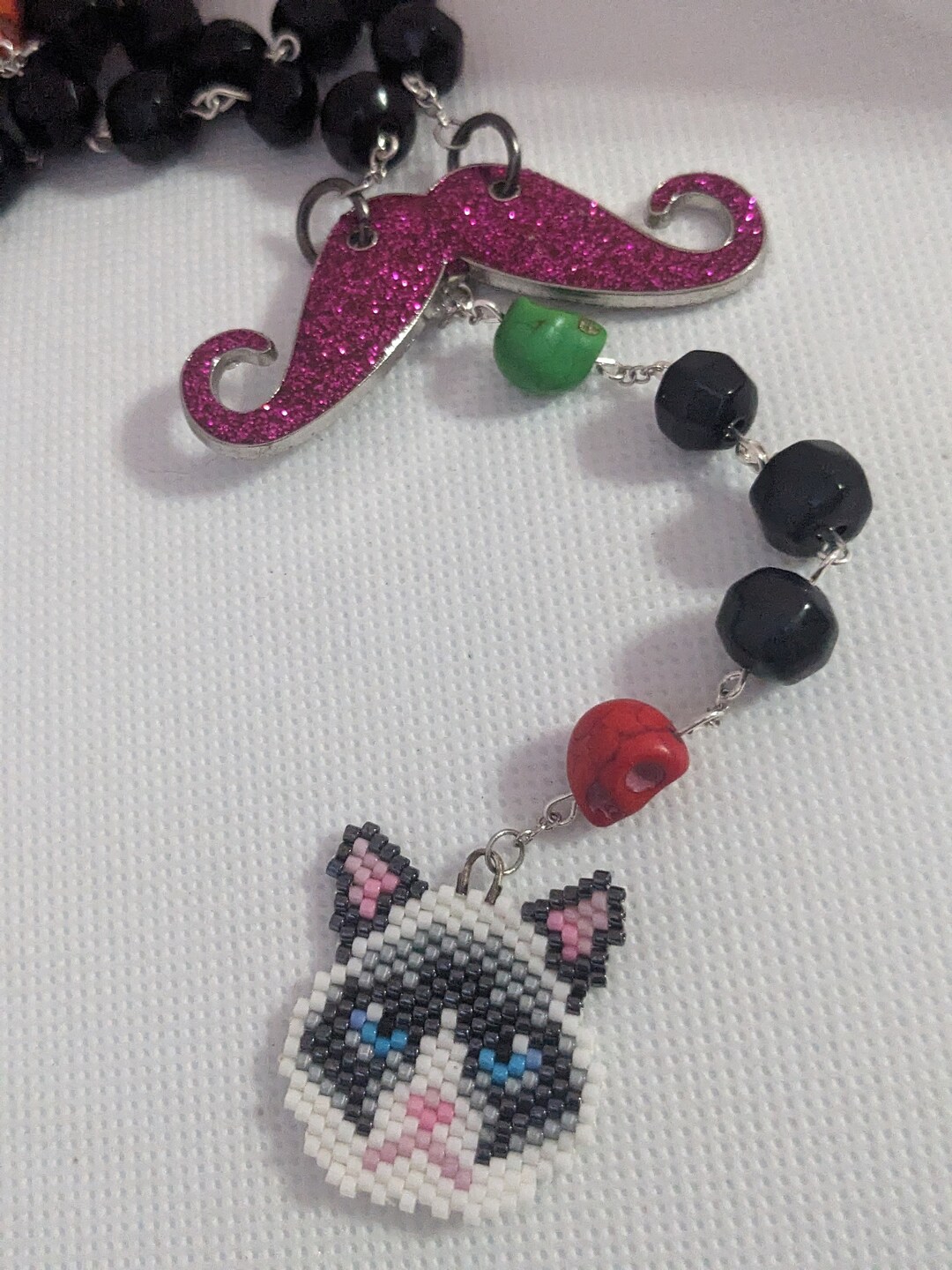 Meme Cat Scene Kid Rosery Beads, Prayer Beads, Funny, Fun Skull Rainbow ...