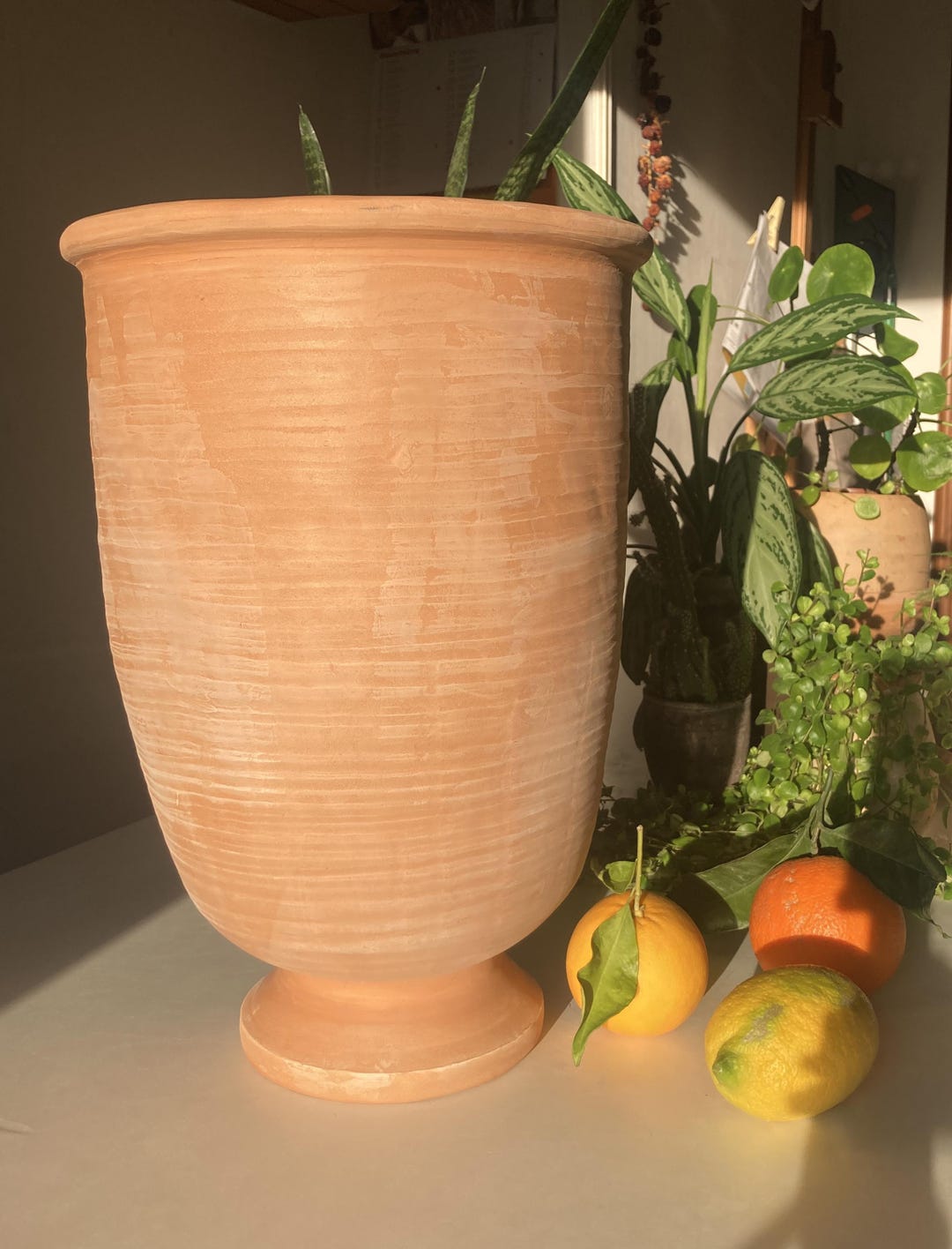 Crete - Coil Built Terracotta Vase - Large Wabi Sabi Floor Planter ...