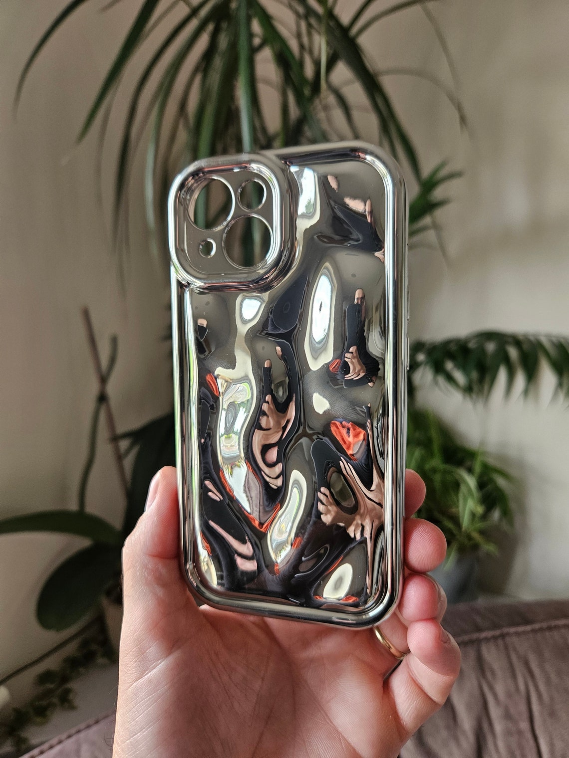 Glossy Meteorite Texture Plating Silver Phone Case for iPhone 15 - Etsy