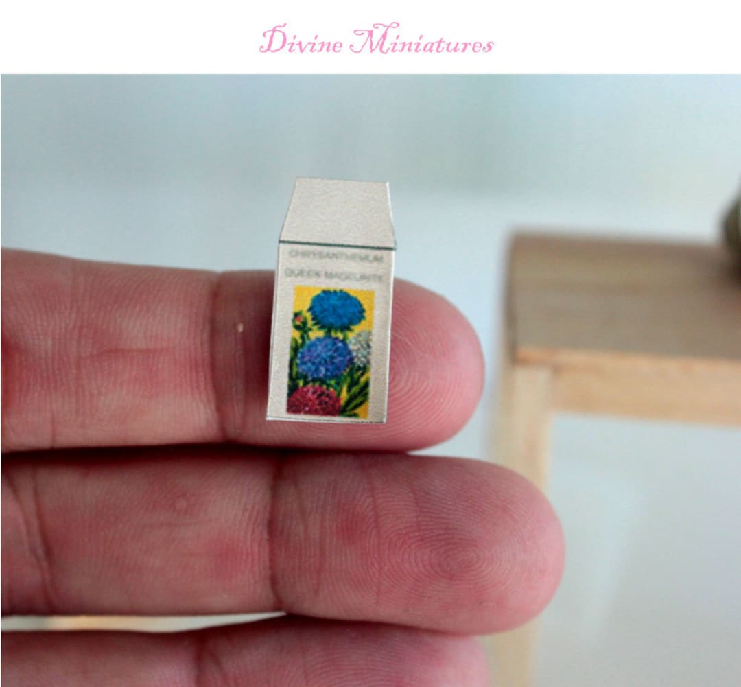 12 Flower Seed Packets Set 1, 1/12 Scale Dollhouse Miniature Vintage ...