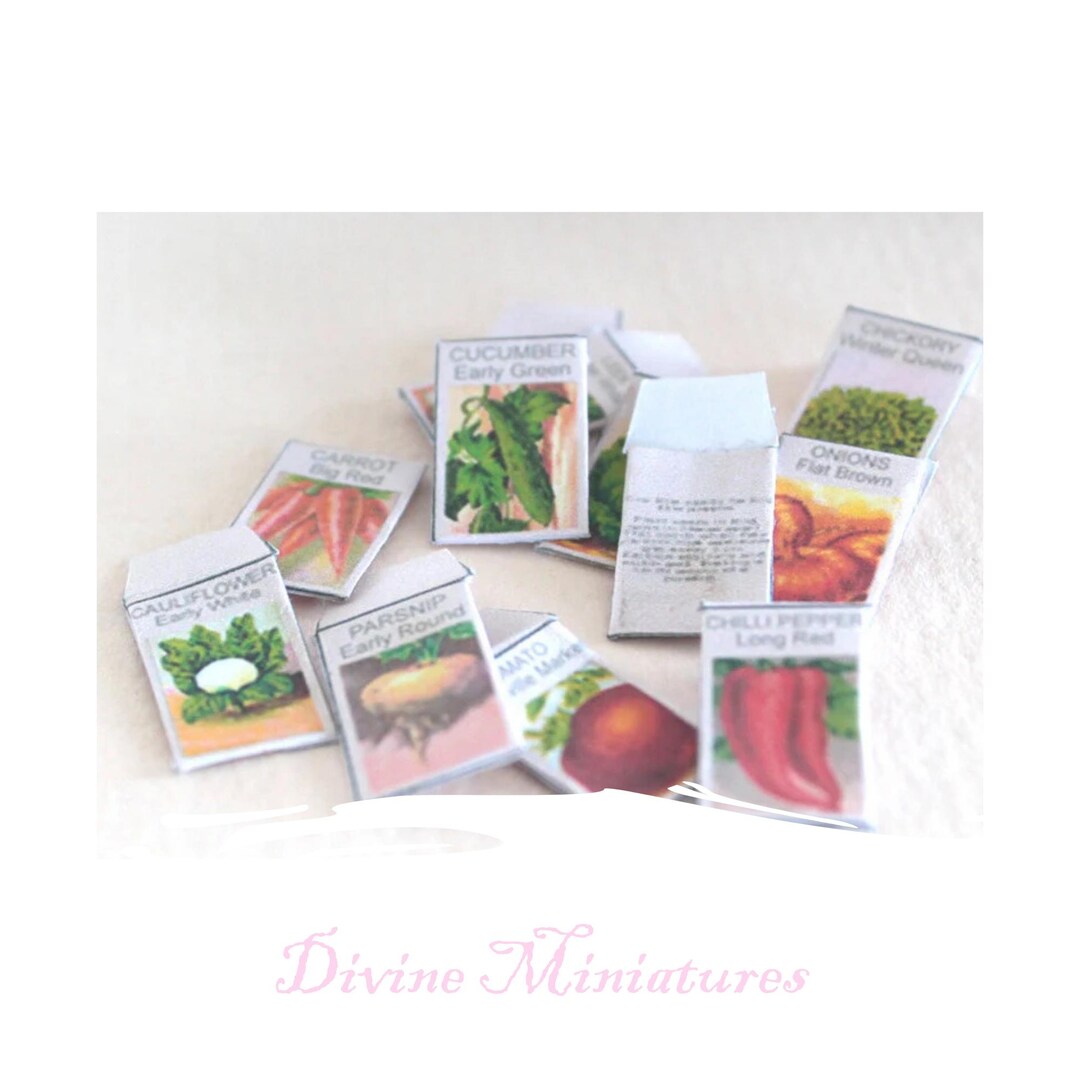 Dollshouse Vegetable Seed Packets 1/12 Scale Miniature Gardening Paper ...
