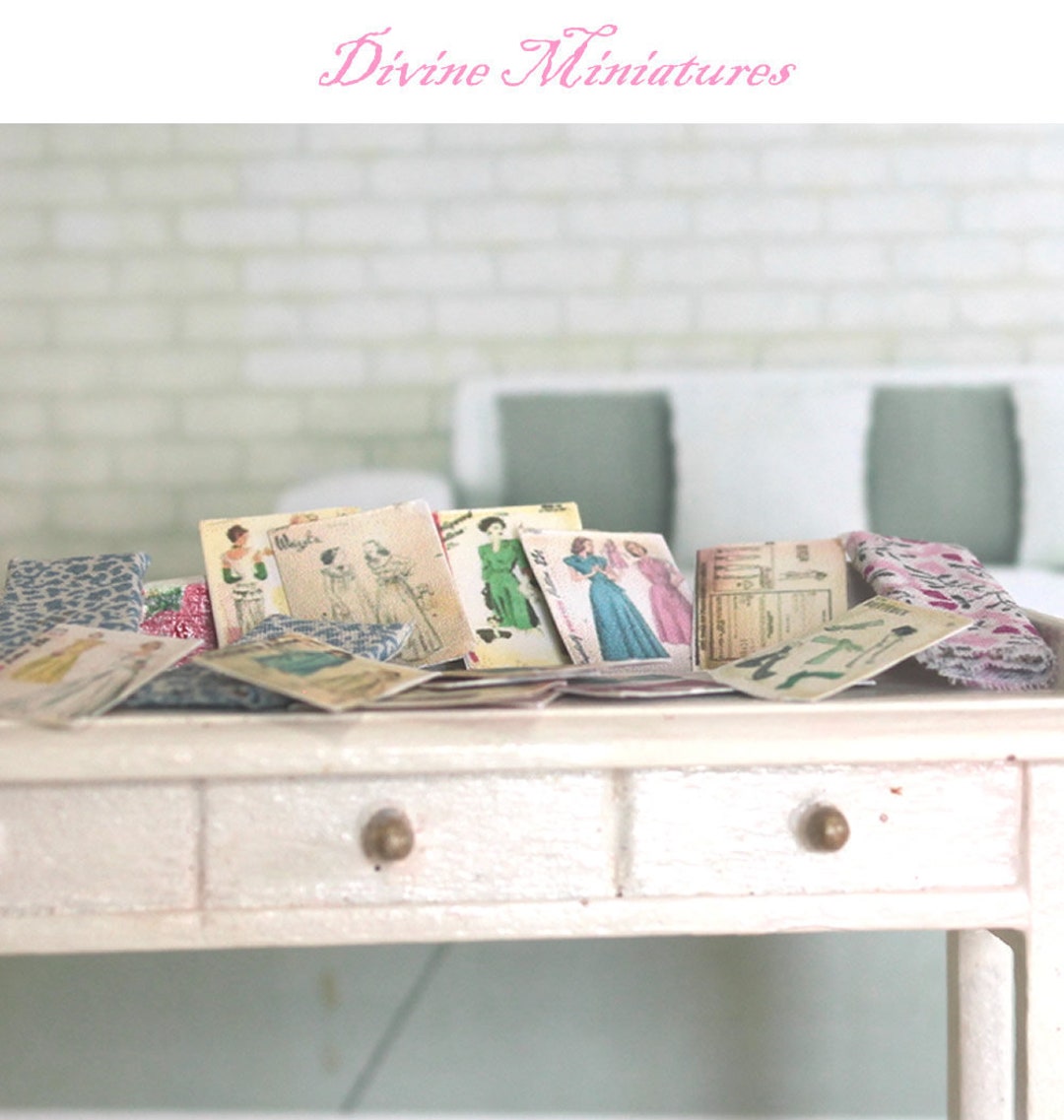 Vintage 1940's Miniature Sewing Pattern Sleeves 1/12 Scale, Dollhouse ...