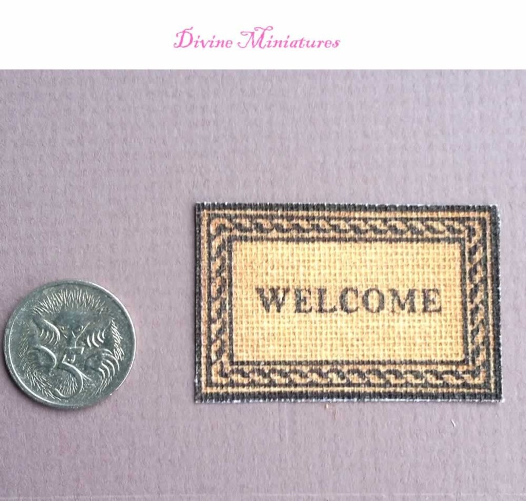 Miniature Welcome Door Mat in 1:12 Scale, Dollhouse Miniature ...