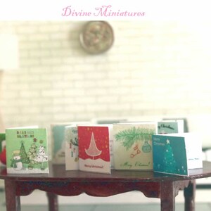 Christmas Cards in 1/12 Scale, Dollhouse Miniature, Modern Christmas ...