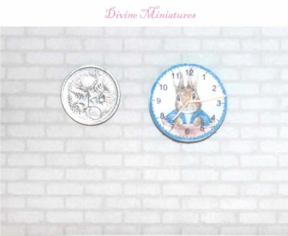 Peter Rabbit Wall Clock 1/12 Scale Dollhouse Miniature | Etsy