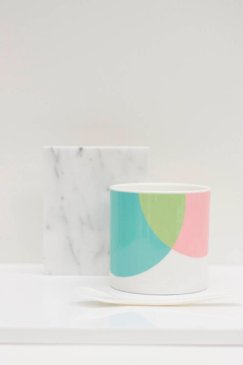 Pink and Green Dip Mug Bone China Mug | Etsy UK