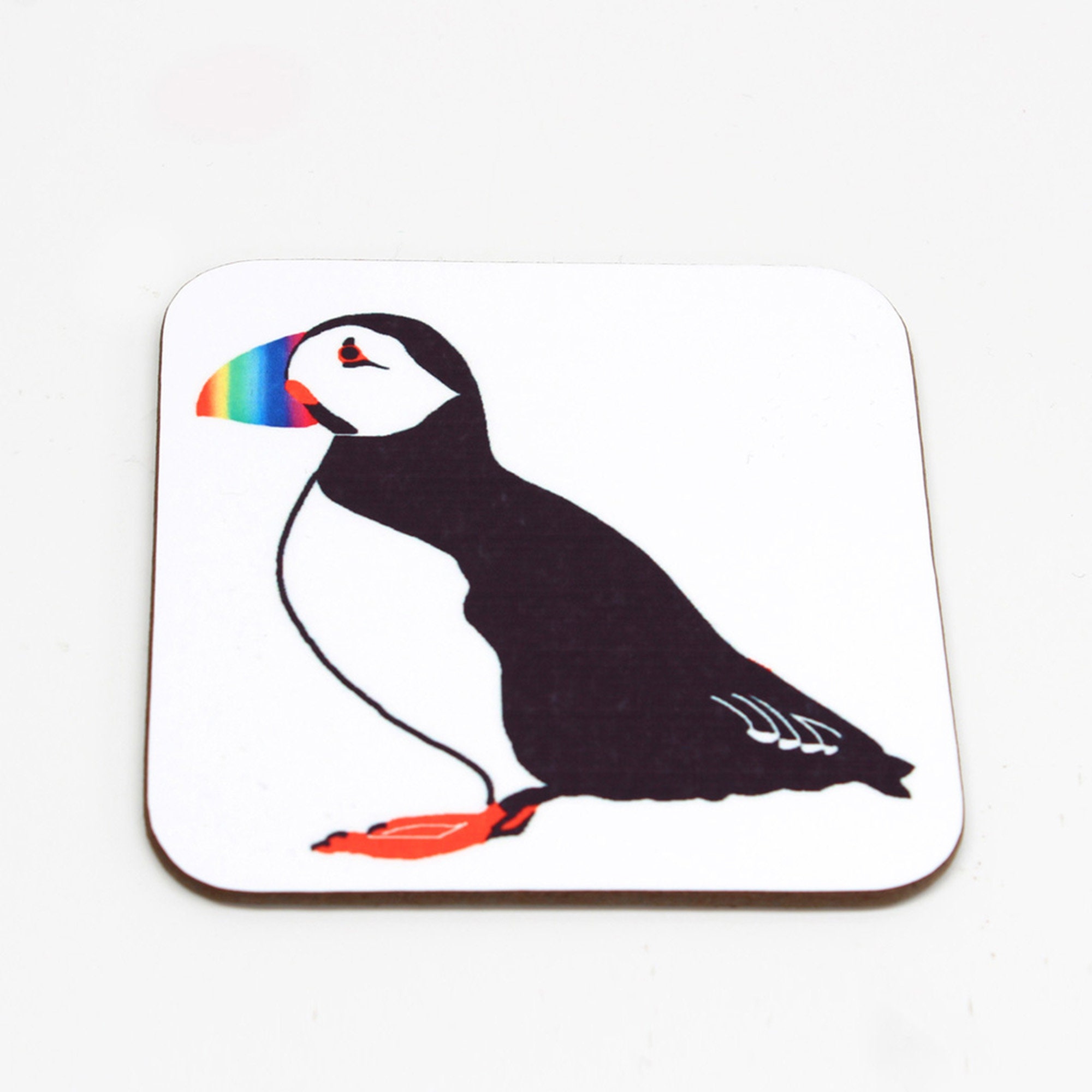 Rainbow Puffin Coaster Set - Etsy