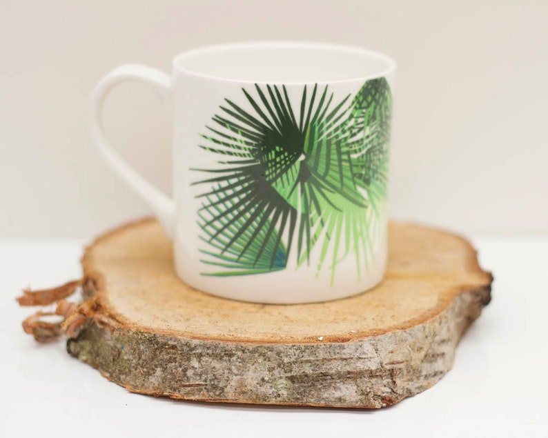 Tropical Leaf Mug | Bone China Mug | Botanical Cabbage Leaf Mug - Etsy UK