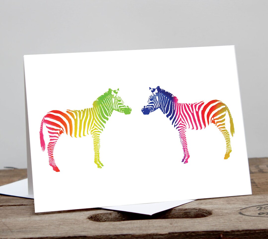 Rainbow Zebra Greetings Card - Etsy UK