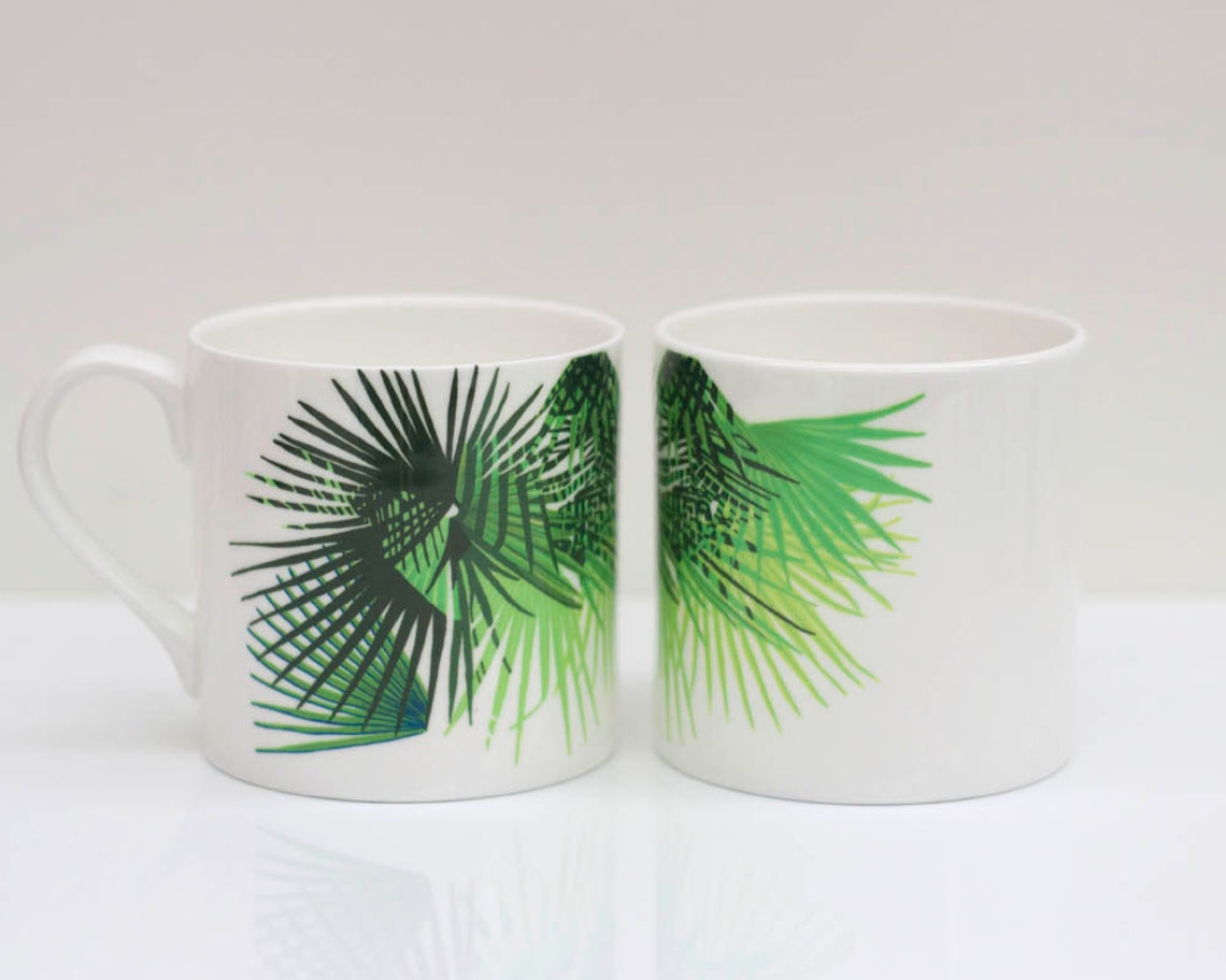 Tropical Leaf Mug Bone China Mug Botanical Cabbage Leaf - Etsy UK
