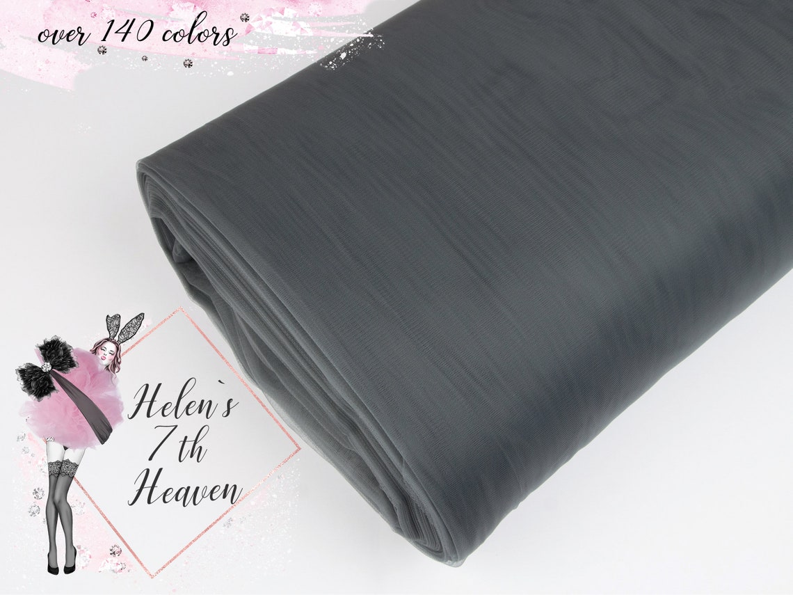 STEEL GREY Tulle Fabric Roll 94 Charcoal Gray Tulle Bolt - Etsy