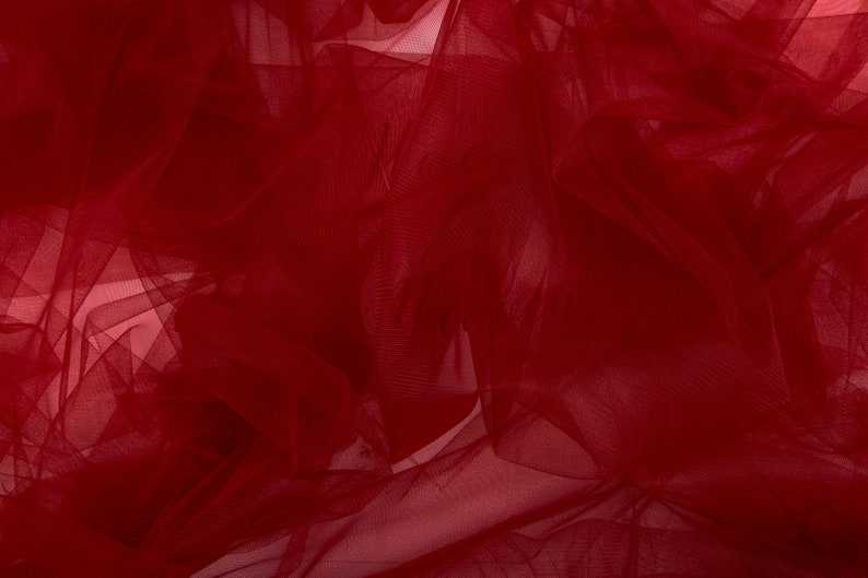 RUBY RED Tulle Col. 90 Fabric by the Yard or Meter Dark - Etsy