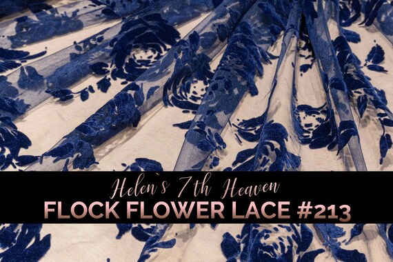 Navy Lace Fabric Midnight Blue Velvet Lace Dark Blue Bridal | Etsy