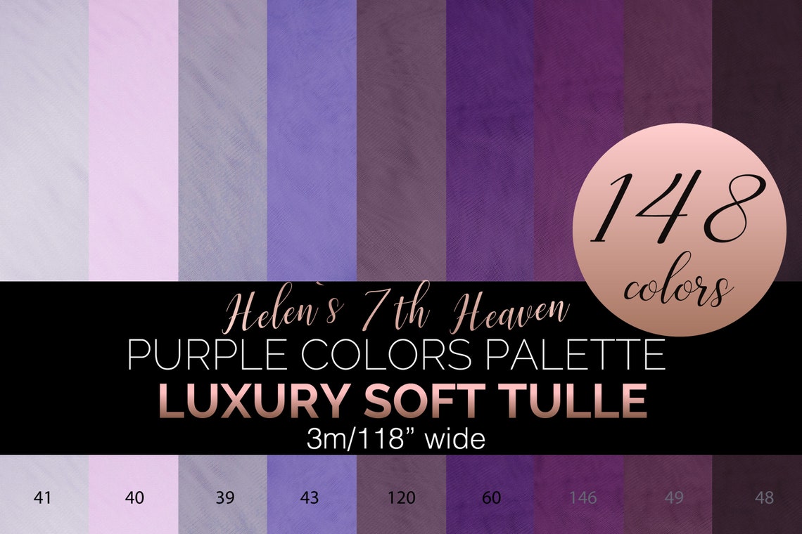 Purple Tulle by the Yard: 9 Colors 3m/118 Wide Tulle by - Etsy