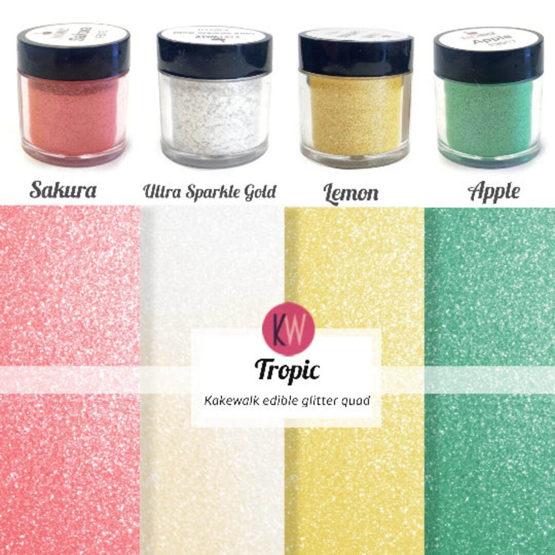 Tropic - Kakewalk Edible Glitter Quad. Lemon, Apple, Ultra Sparkle Gold ...