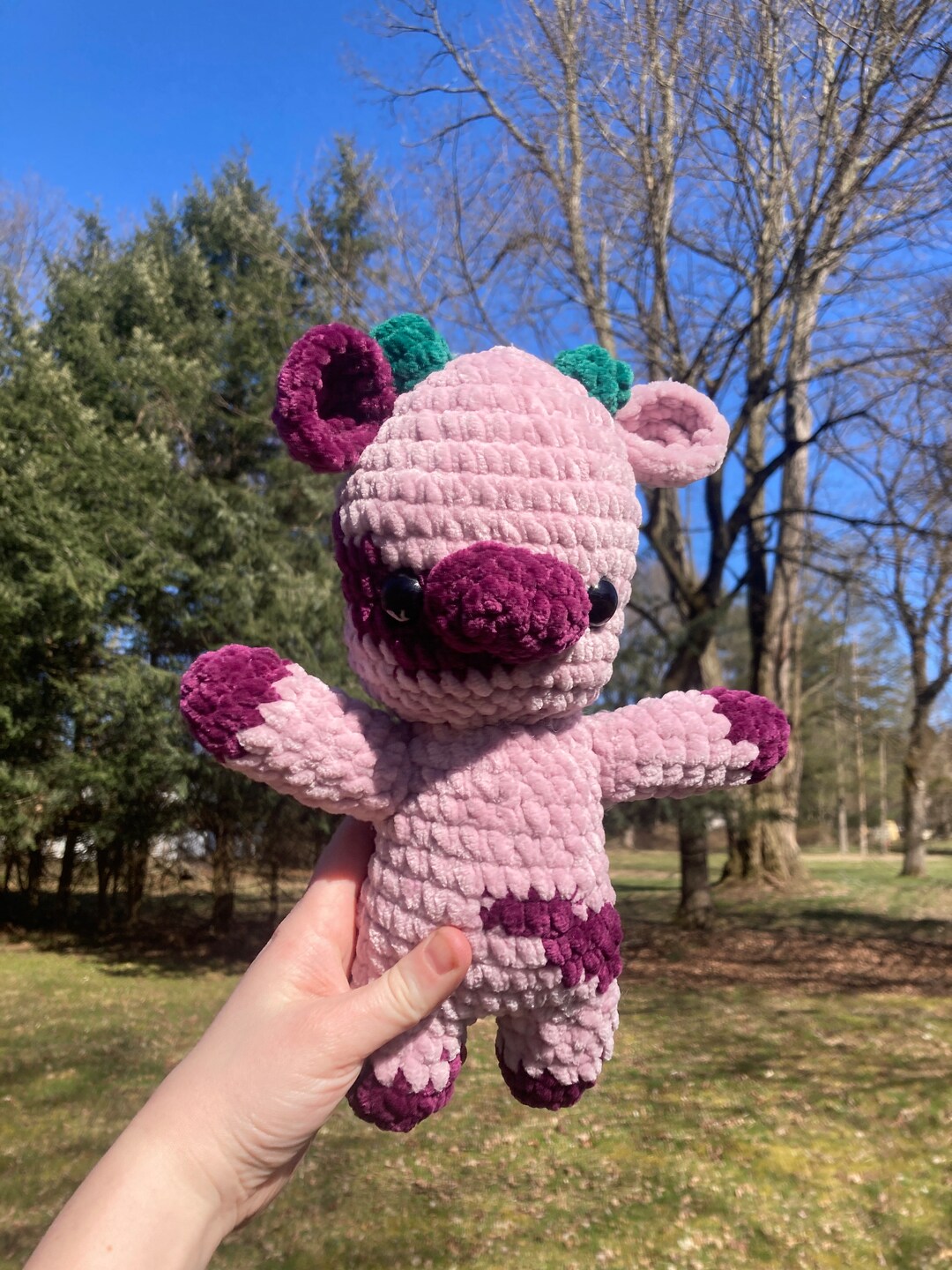 Raspberry Cow Crochet Plushie - Etsy