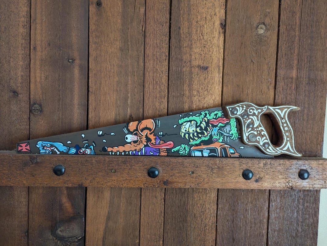 RAT FINK Hand Drawn Signed Art on Vintage Antique Wood Saw - Etsy