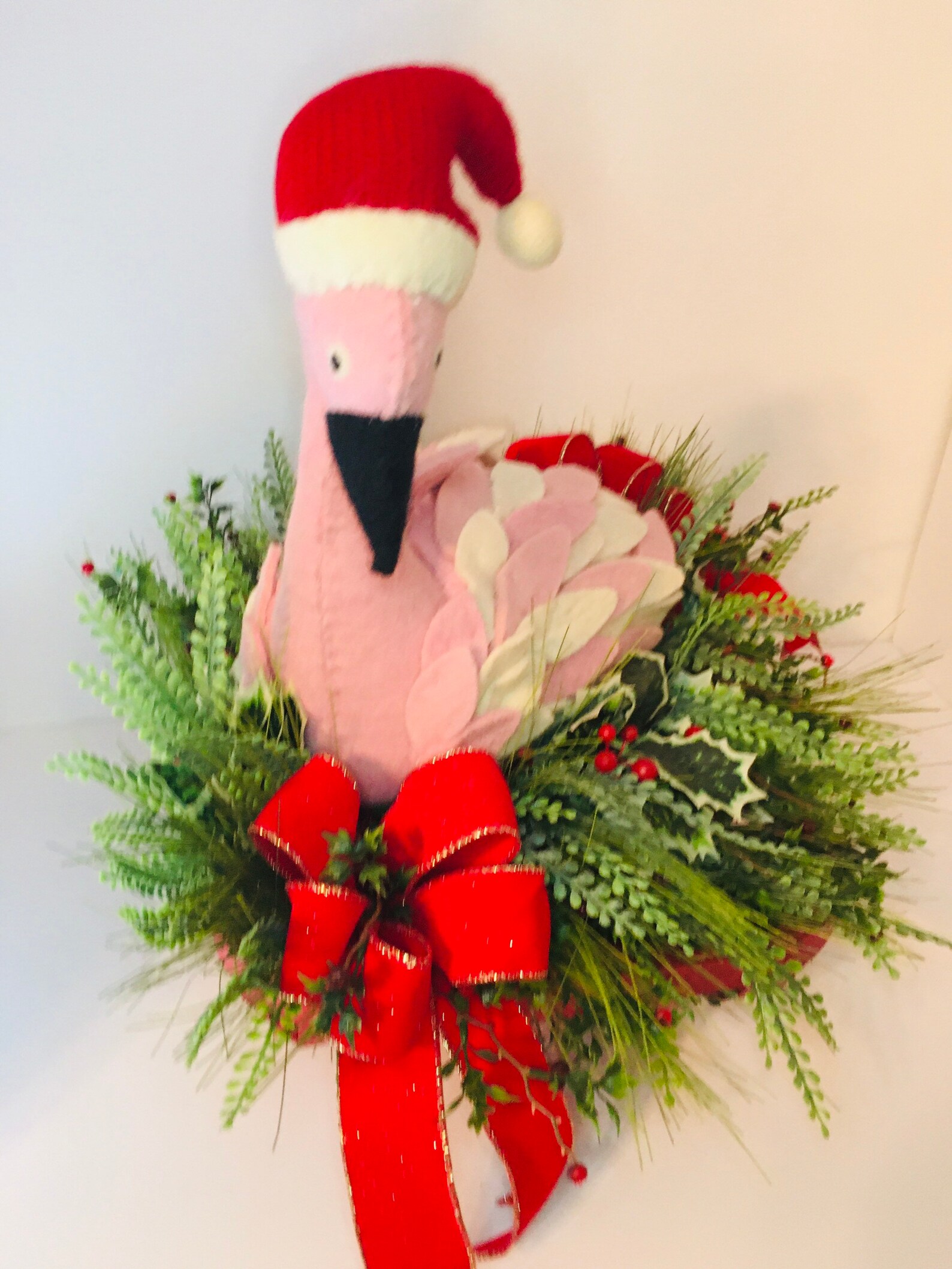 Handmade Christmas pink flamingo table centerpiece arrangement - Etsy ...