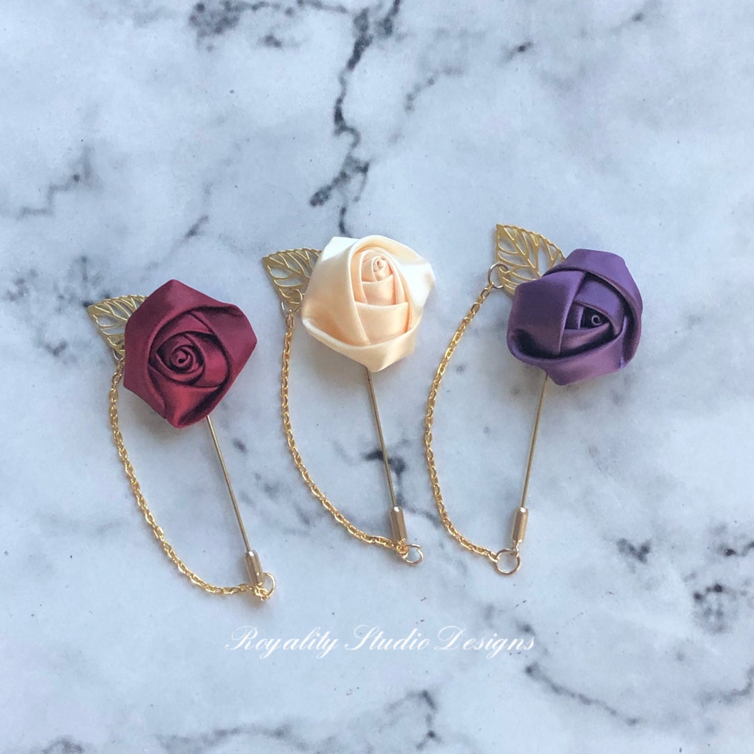 Boutonniere Silk Rose Prom Boutonniere Rose Pin for Wedding Boutonniere ...
