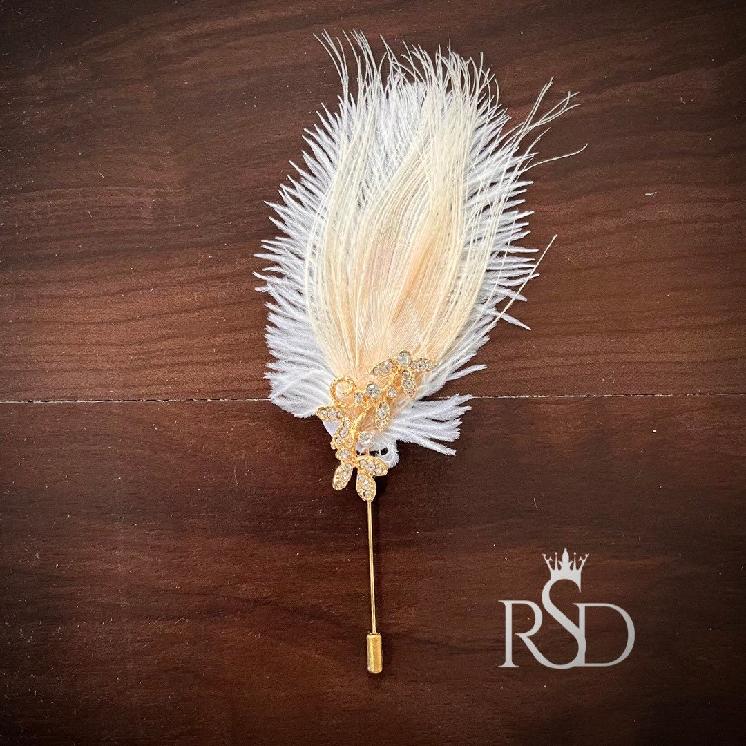 Peacock Feather Boutonniere Lapel Pin Prom Boutonniere for Wedding ...