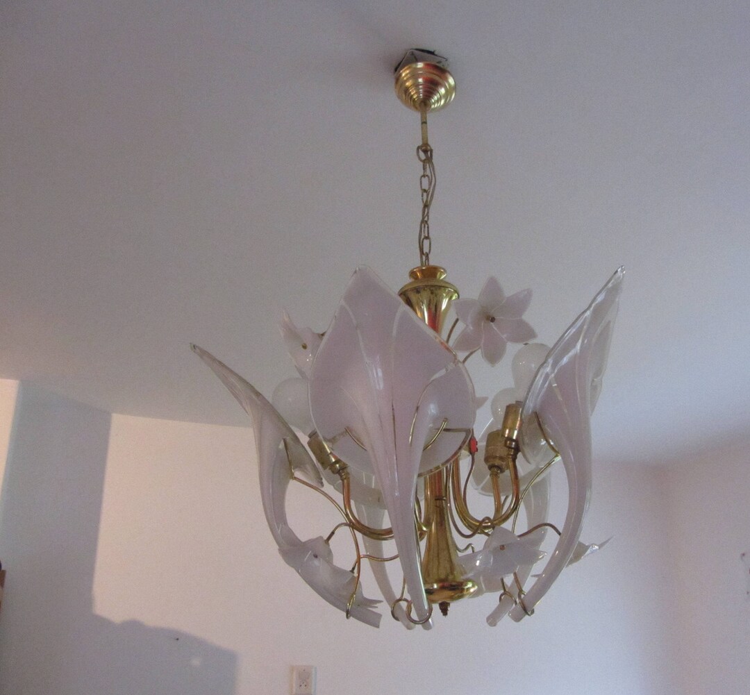 Vintage Murano Glass Calla Lily Lamp - Etsy
