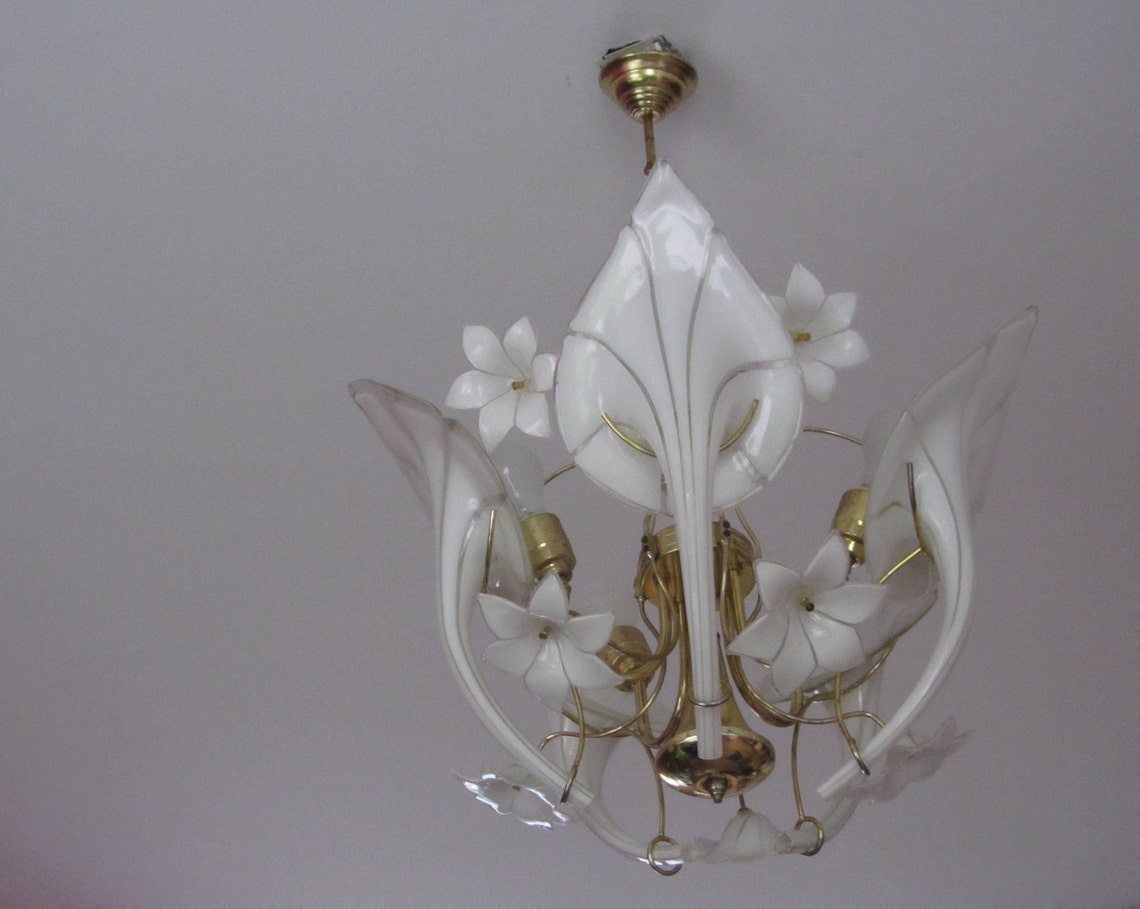 Vintage Murano Glass Calla Lily Lamp - Etsy