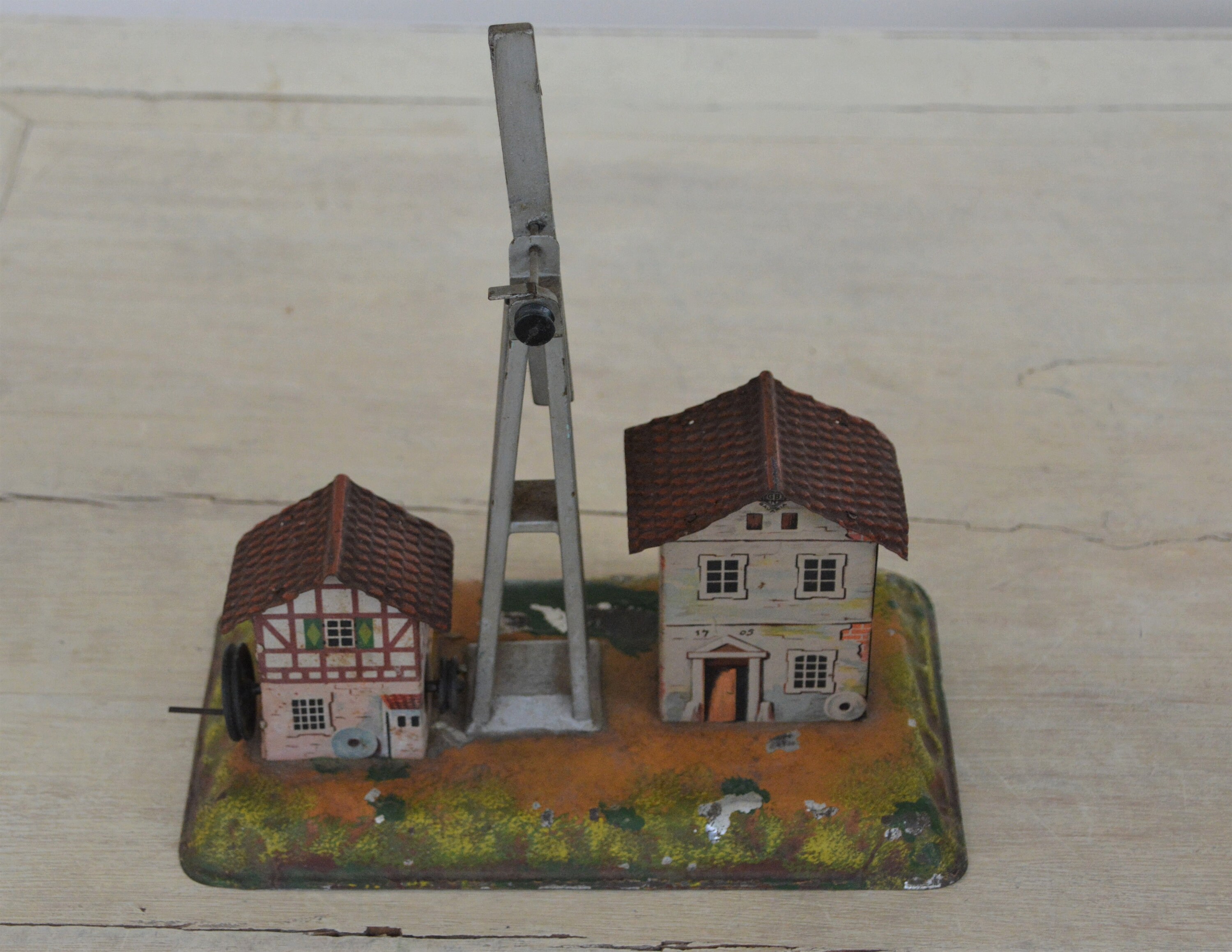 Antique Bing Tin Toy Steam Windmill and Hammer Mill, Made by the ...