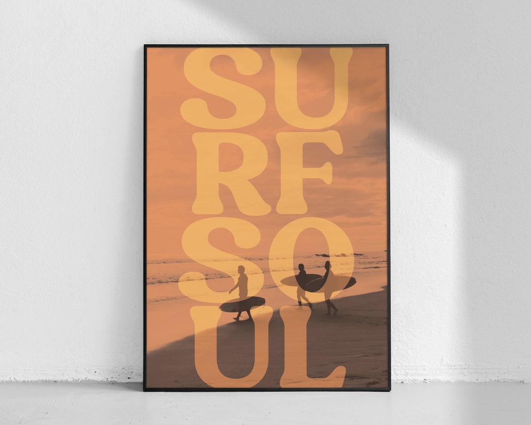 Surf Soul Print: Black and Beige Coastal Wall Art (digital Download) - Etsy