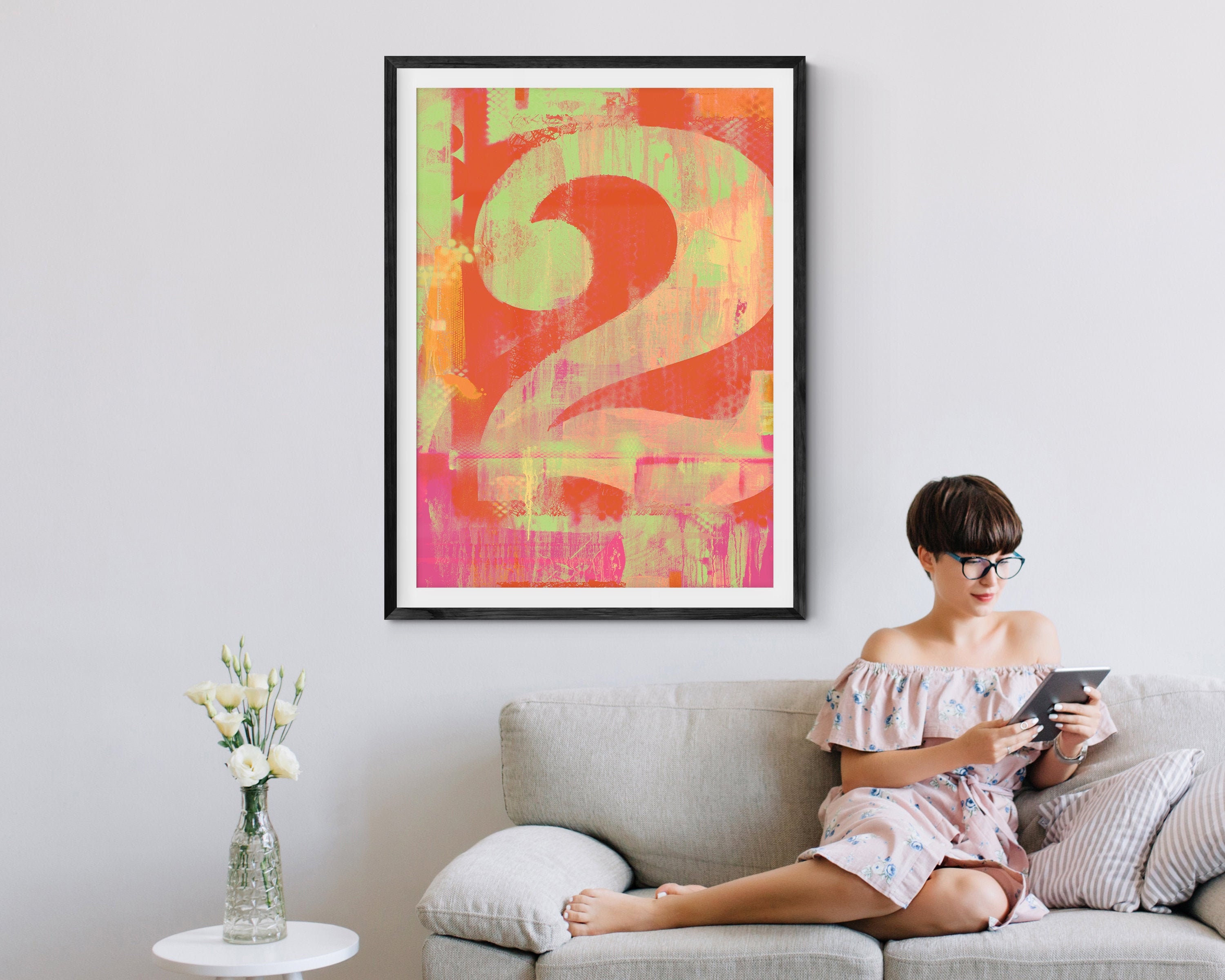 Printable Abstract Numbers Modern Decor Colorful Digital - Etsy