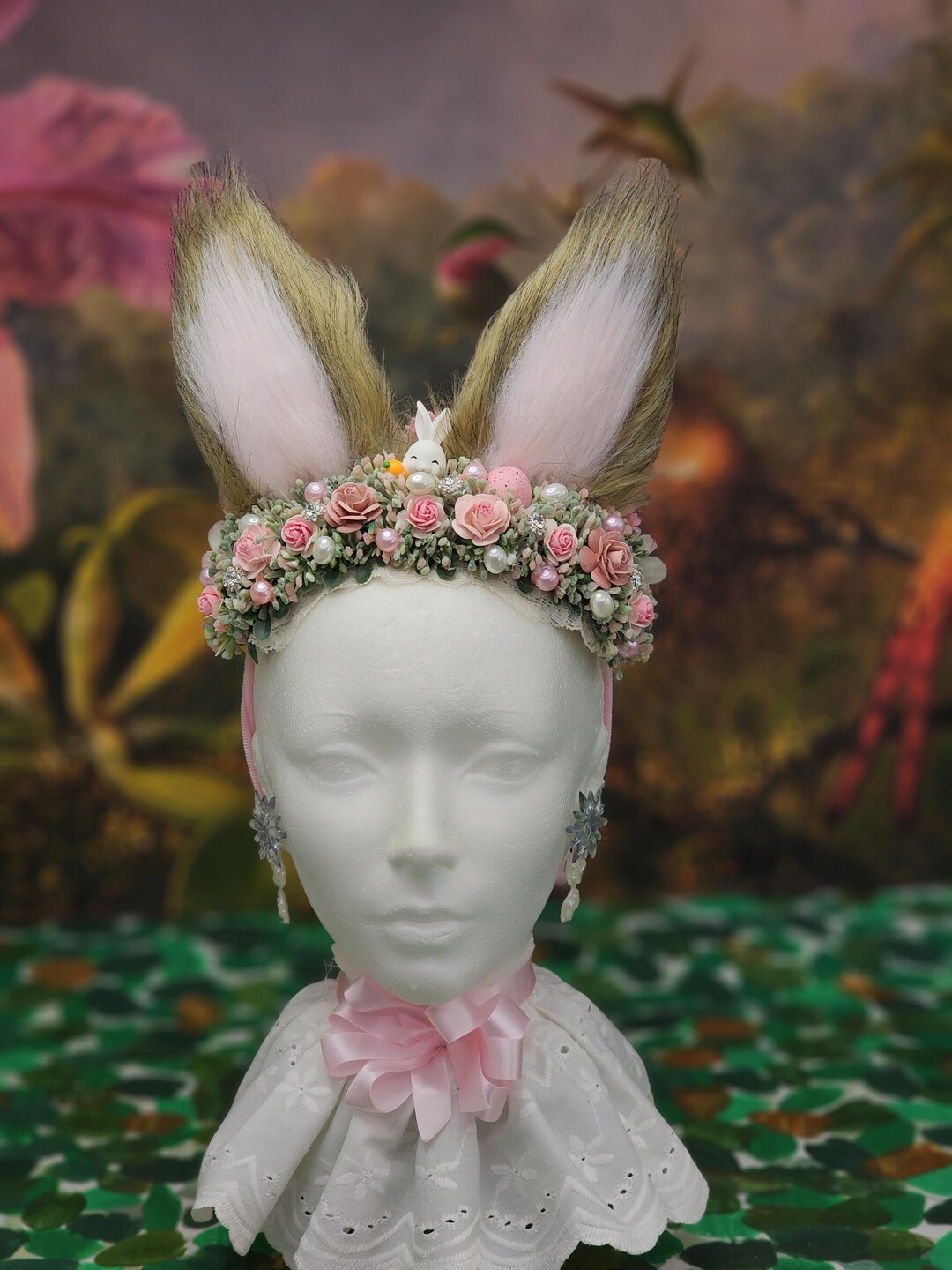 Brown Rabbit Ears Headband Easter Floral Animal Ears Crown Birthday ...