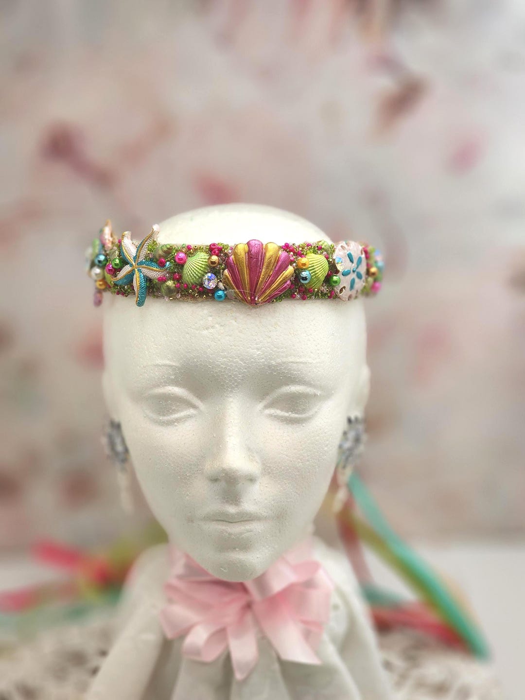Rainbow Seashell Crown: Mermaid Tiara With Starfish & Pearl Beads - Etsy