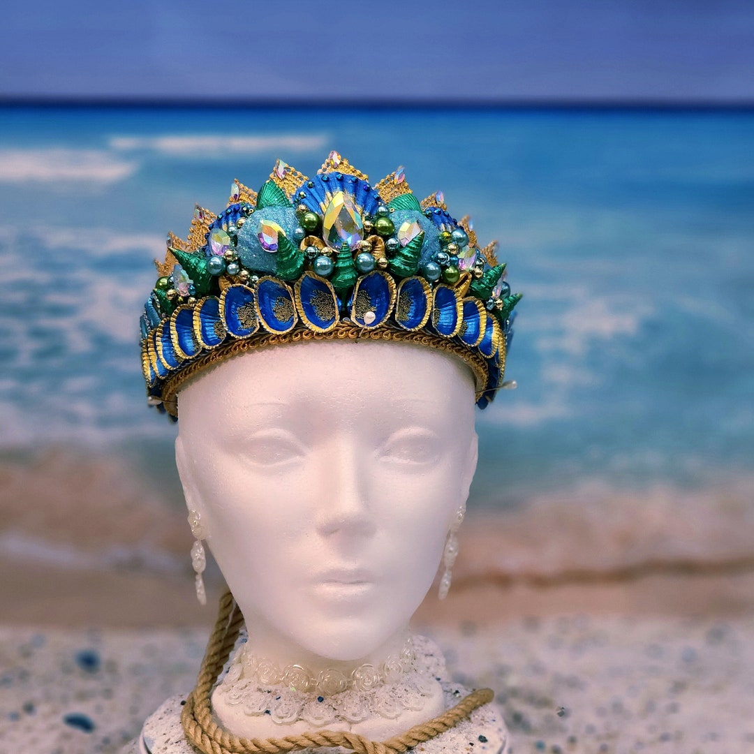 Aqua Seashell Crown Mermaid Seashell Tiara Seashell Headpiece Water ...