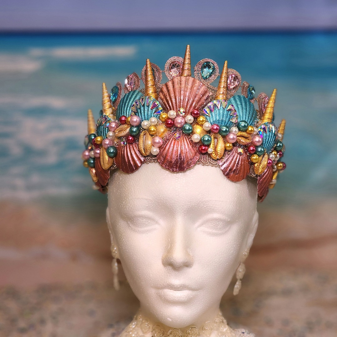 Ocean Blue Seashell Crown Mermaid Seashell Crown Halloween Costume ...