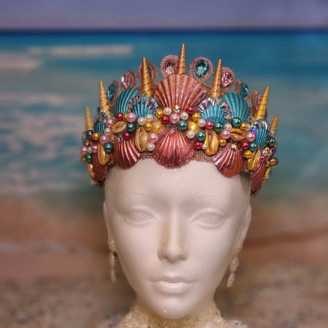 Aqua Marine Seashell Crown Mermaid Water Crown Costume Birthday Yheme ...