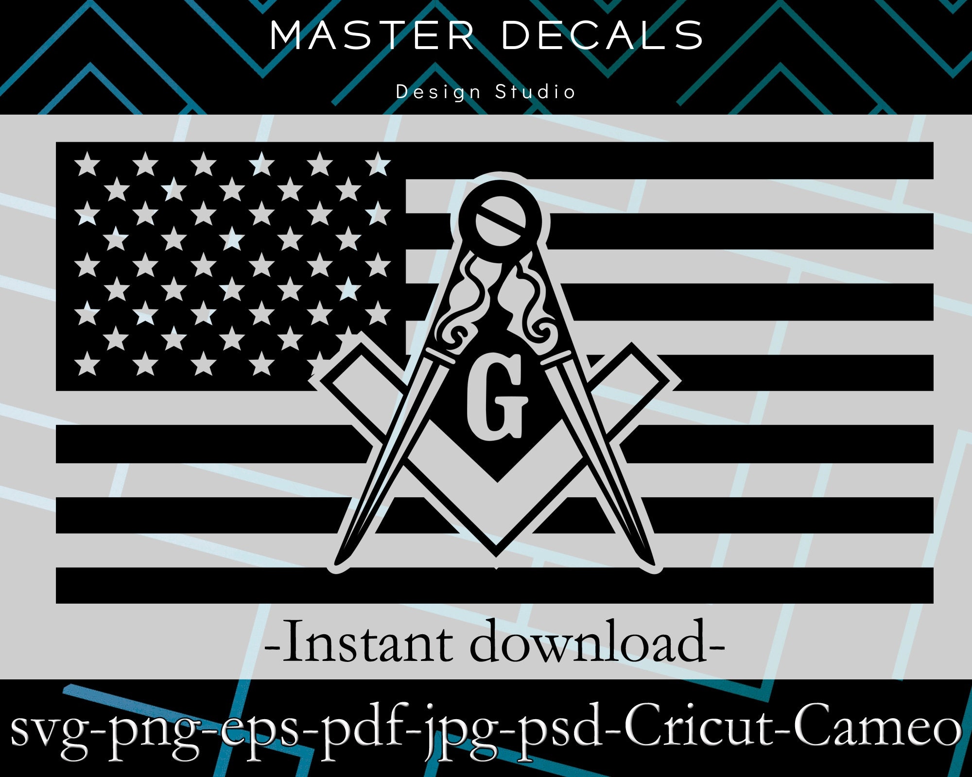 Masonic American Flag SVG: Freemason Design, Cricut, Silhouette ...