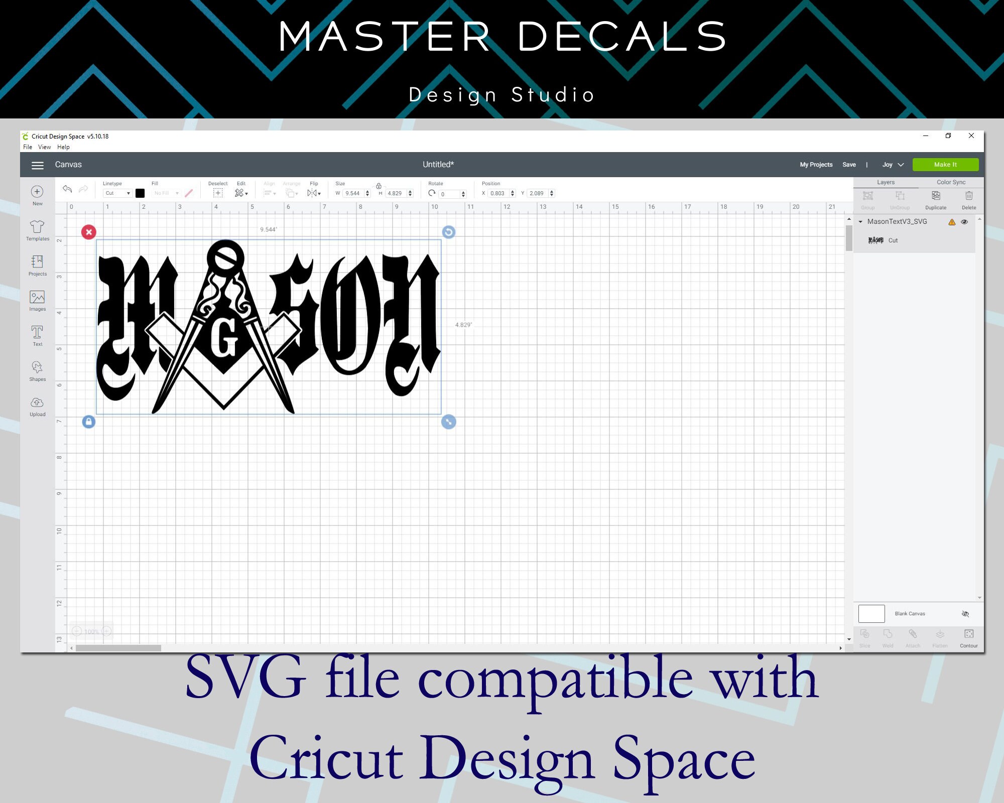 Masonic Symbol SVG | Freemason Square & Compasses (PNG, PDF Cut File ...
