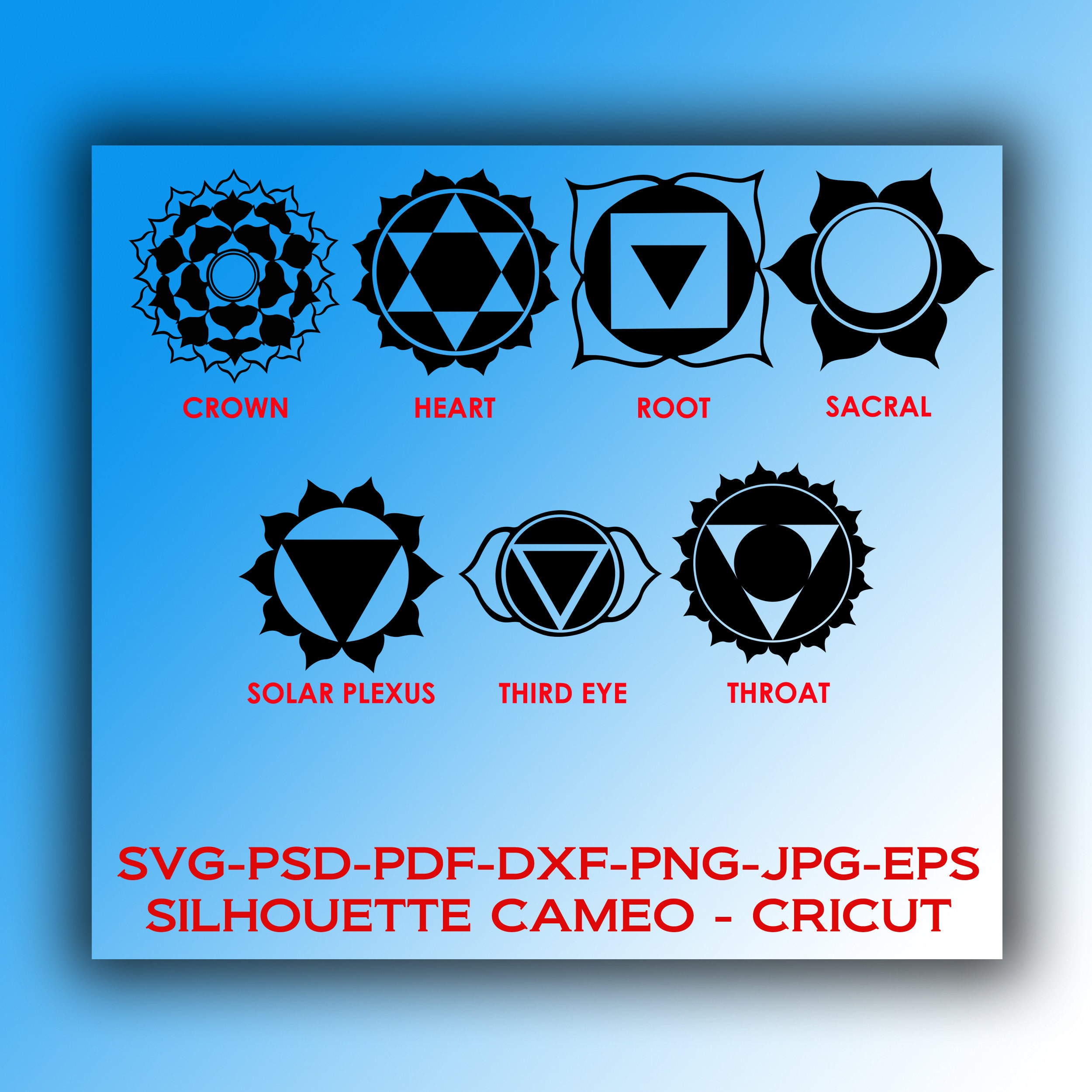 Chakras Symbols Bundle - Digital Files - SVG, Cricut, Silhouette Cameo ...