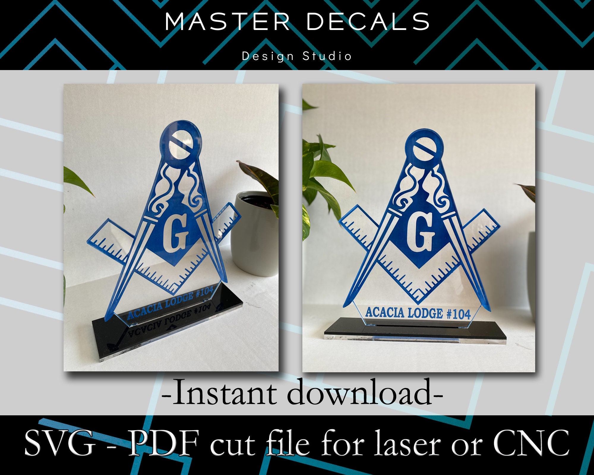 Digital Files: Customizable Masonic Plaque for Laser and CNC * SVG, PDF ...