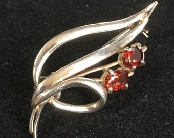 Red stone brooch | Etsy