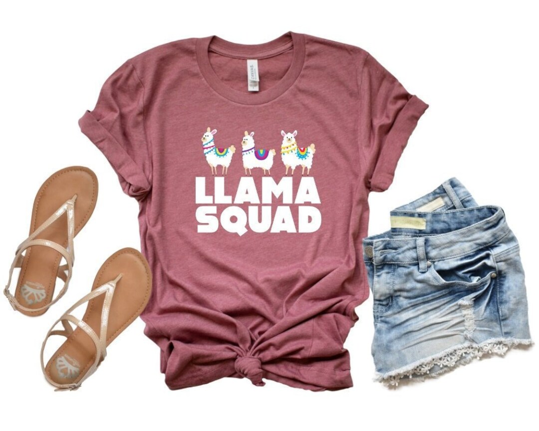 Llama Gifts - Funny Llama Squad Graphic T-shirt | Llama Shirt, Funny ...