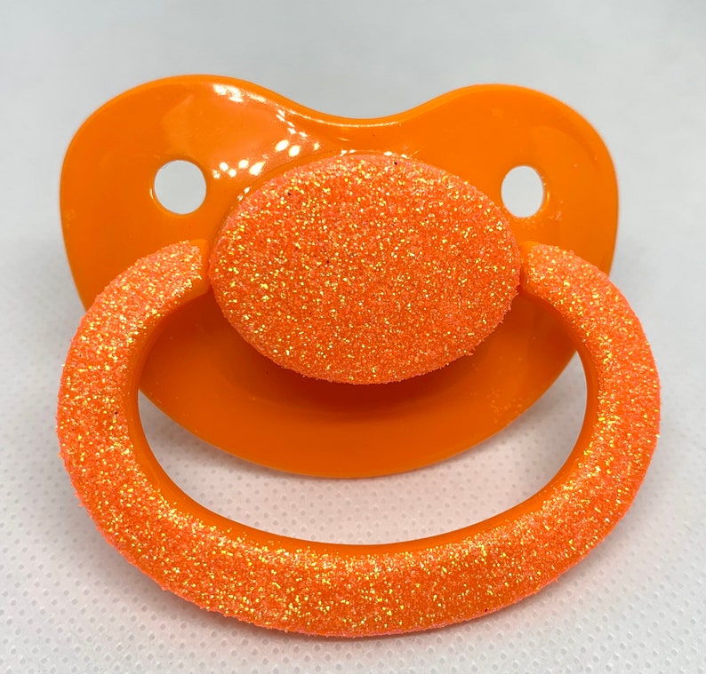 Orange glitter adult pacifier adult paci abdl paci abdl | Etsy