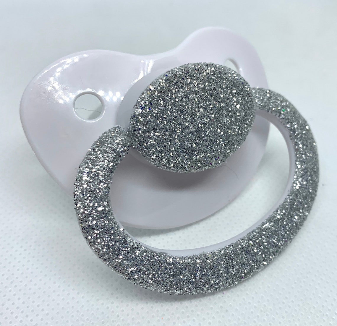 White Glitter Paci Adult Pacifier Adult Paci Abdl Abdl - Etsy