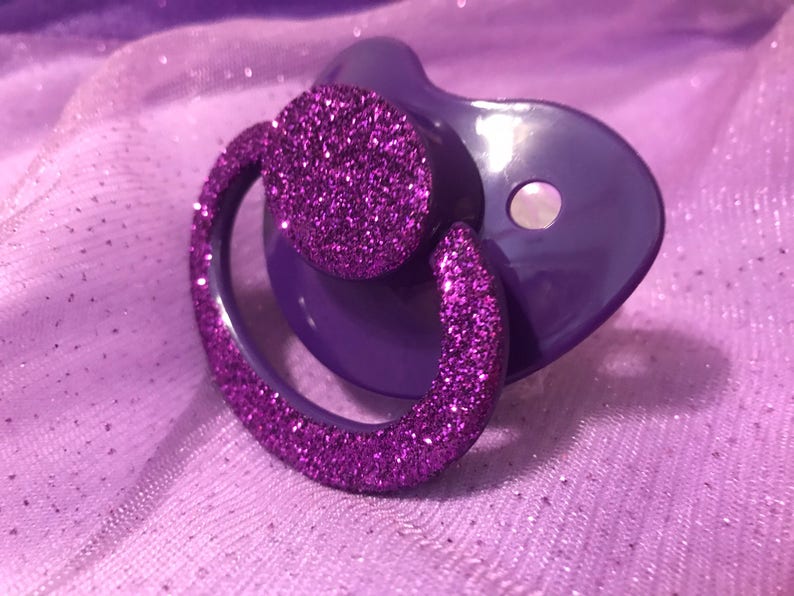 Purple glitter adult pacifier adult paci custom pacifier | Etsy