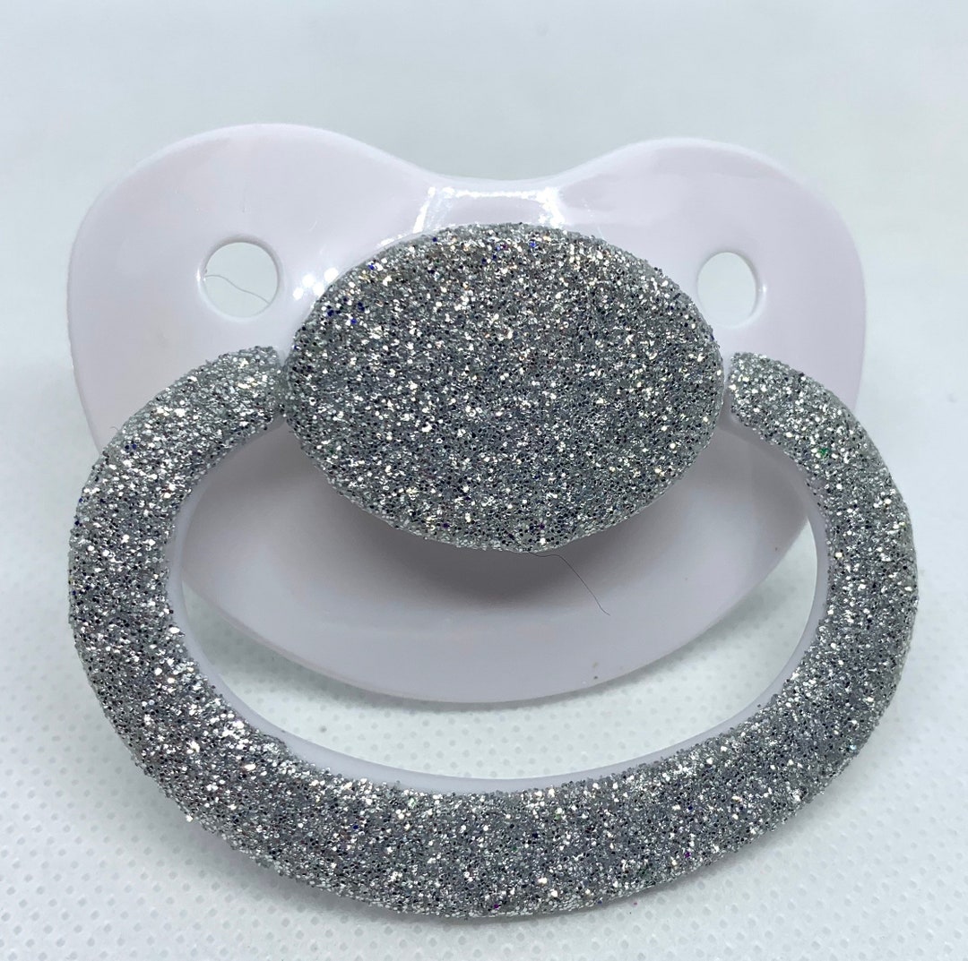 White Glitter Paci, Adult Pacifier, Adult Paci, Abdl, Abdl Pacifier ...