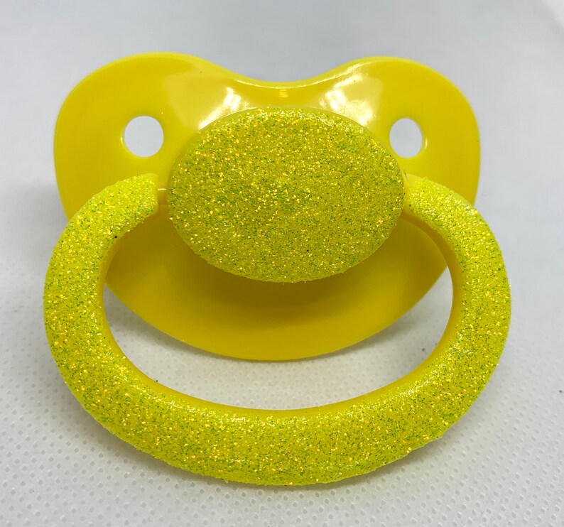 Yellow Glittered Adult Pacifier Adult Paci Deco Pacifier - Etsy